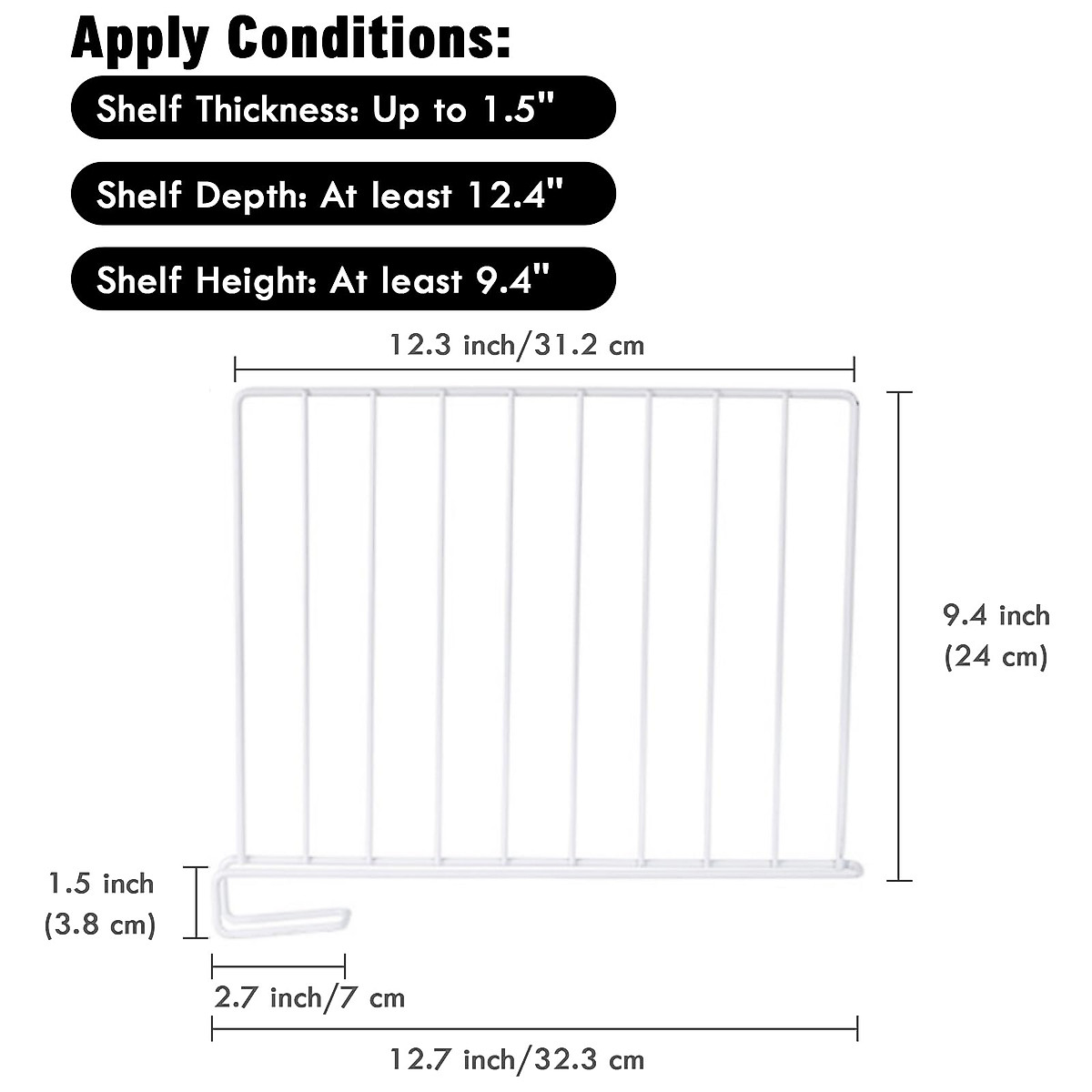 Shelf Dividers, 8 Pack Closet Shelf Organizer for Clothes, Metal Closet Shelf Dividers for Wood Shelves, Steel Closet Separator for Shelves Bedroom Wardrobe Kitchen Cabinet Storage Organization
