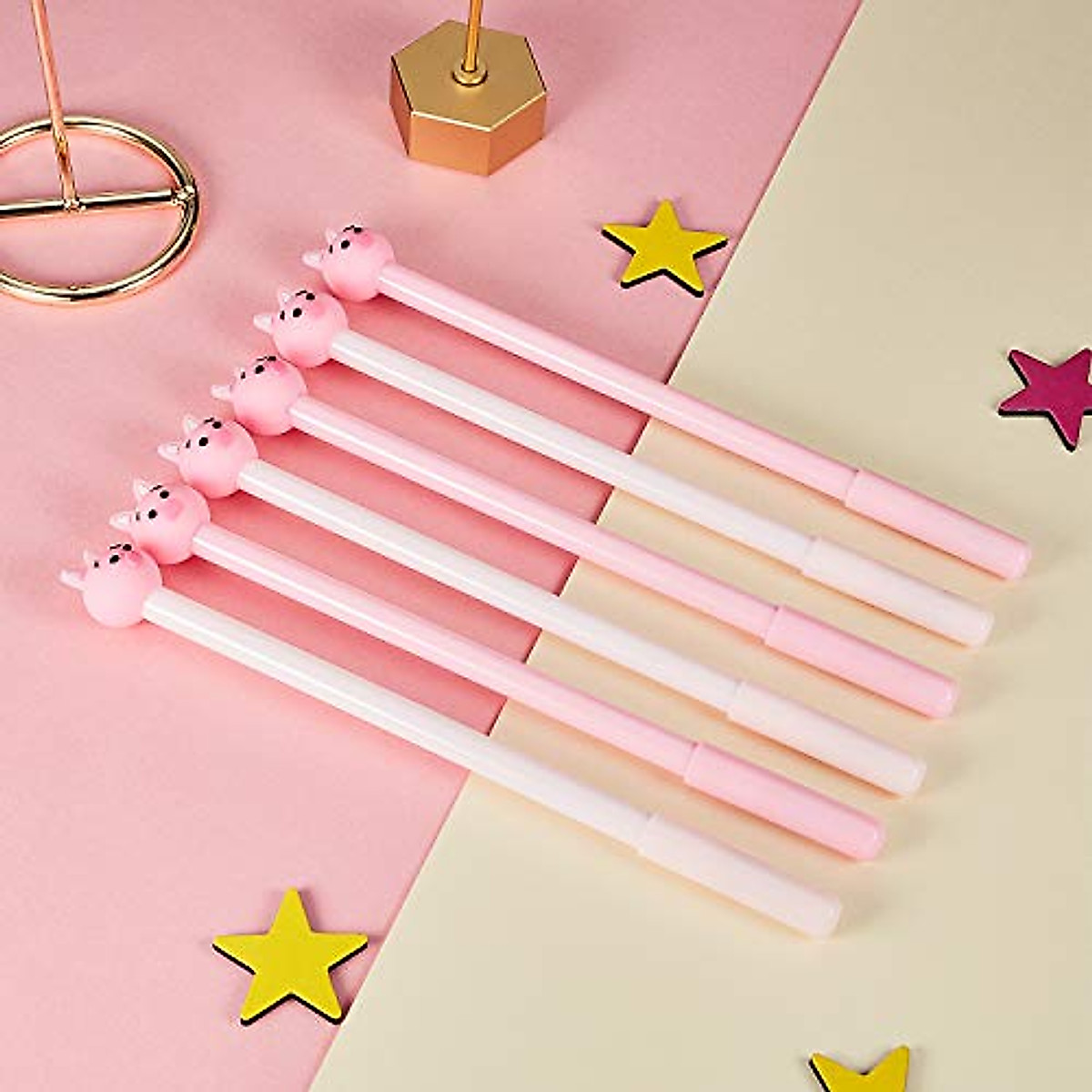 24 Pieces Cute Pig Writing Pen Pig Gel Ink Pen Pink Pig Roller Ball Gel Ink Pen with 0.5 mm Fine Point Black Ink Pen for Kids School Office Home Writing Present Supplies