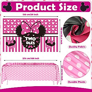 Minnie Mouse Birthday Party Supplies Twodles 2nd Two Pink Mouse Party Decorations For Girl Baby Shower Pack (112 Pcs Including Backdrop, Tablecloth, Headband, Balloons Garland Arch Kit) (Twodles)