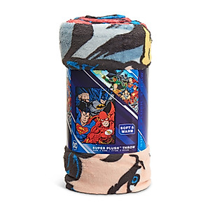DC Comics Justice, League Trio Micro Raschel Throw Blanket, 46" x 60", Multi Color, 1 Count