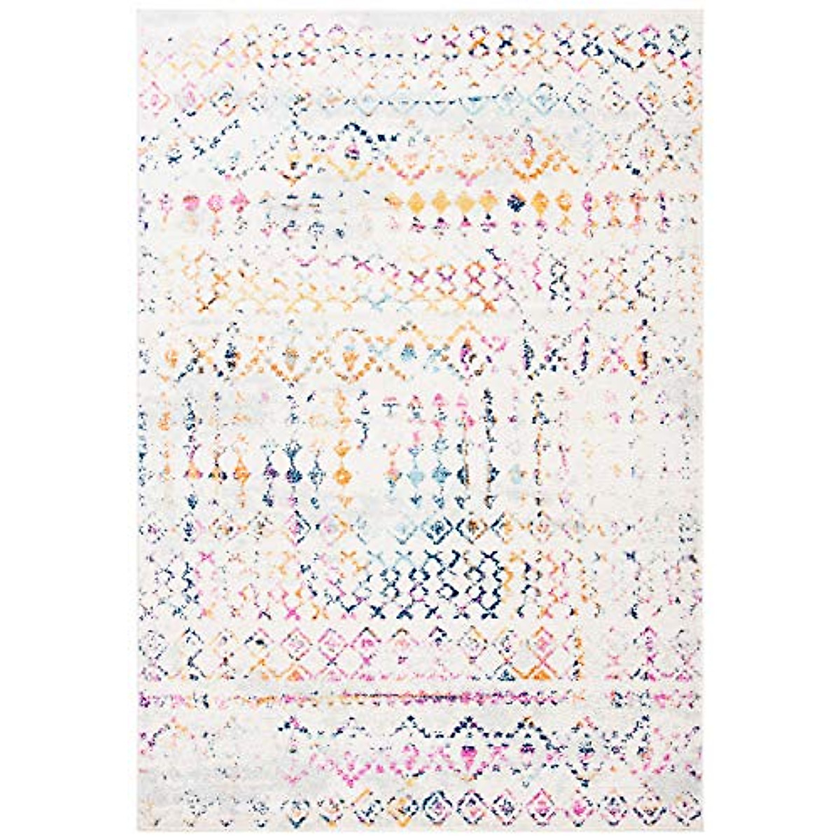 SAFAVIEH Tulum Collection 8' x 10' Ivory/Gold TUL240F Moroccan Boho Distressed Non-Shedding Living Room Bedroom Dining Home Office Area Rug