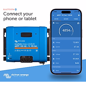 Victron Energy SmartSolar MPPT Tr VE. Can 150V 85 amp 12/24/36/48-Volt Solar Charge Controller (Bluetooth)