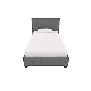 DHP Rose Upholstered Platform Bed with Button Tufted Headboard and Footboard, No Box Spring Needed, Twin, Gray Linen