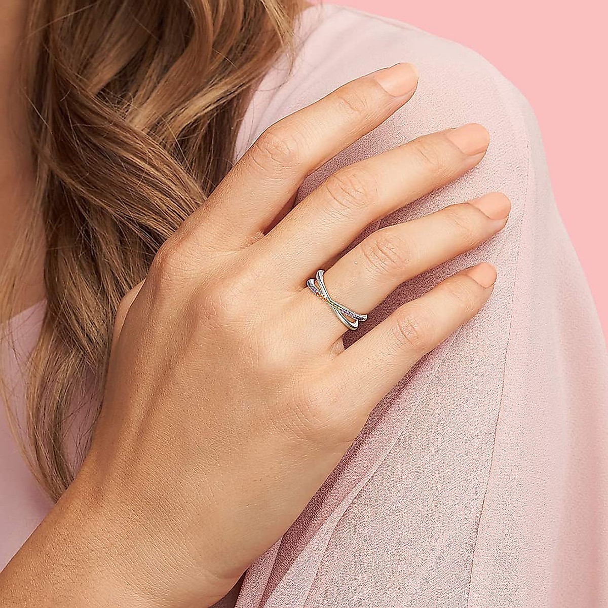 STARCHENIE X Ring Sterling Silver Rings for Women X Criss Cross Wrap Ring Cubic Zirconia Rings