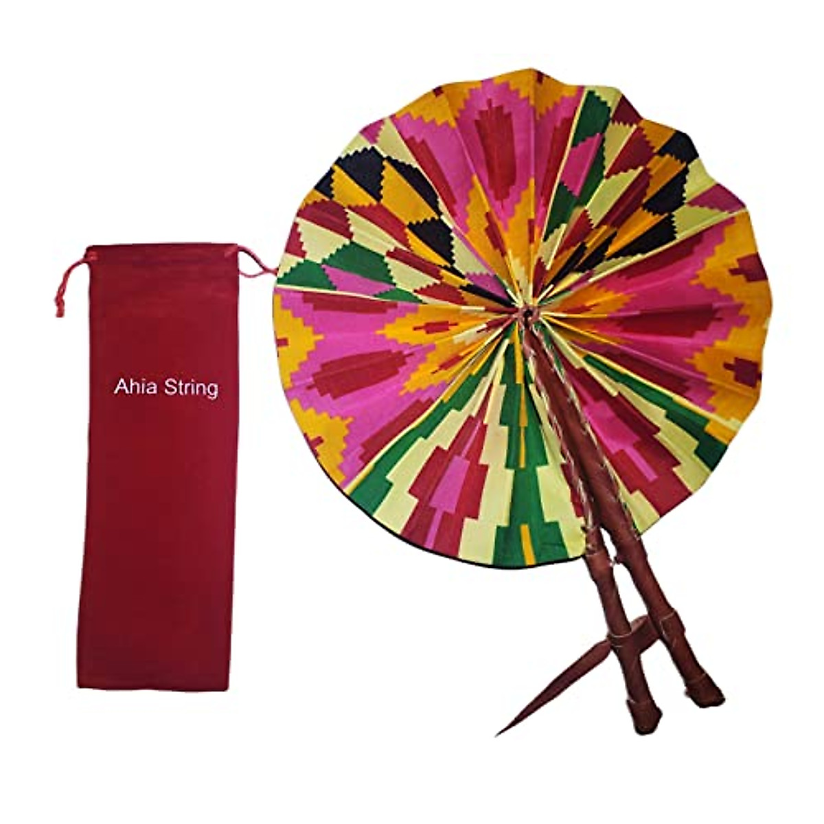 African Fabric Folding Fan/Church fan/Ankara fan/Leather folding fan/Wedding fan/Sport fan/Multicolor African fan/Pouch Included!
