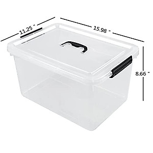 Zerdyne 17.5 L Clear Plastic Storage Box, 4-Pack Latch Storage Bin
