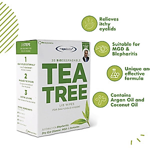 The Eye Doctor Tea Tree Eyelid Wipes - 40x Cleansing Lid Wipes Suitable for Dry Eye Blepharitis MGD & Demodex - Tea Tree, Coconut & Argan Oil