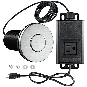 Garbage Disposal Button Air Switch: Sink Top One-Push Button for Disposer with Aluminum Alloy Power Module Brushed Nickel Stainless Steel Switch Kit Long 2.5" Fit with Food Waste Disposals up to 2.5HP