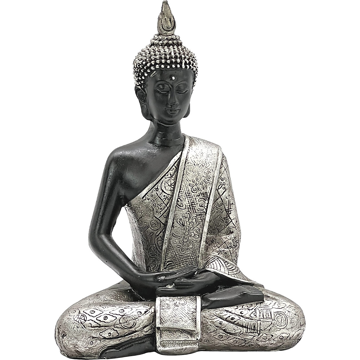 Bellaa 28526 Rustic Buddha Statue Japanese Style Zen Garden Sculpture Figurine Meditating Sitting Dhyana Mudra Lotus Pose Yoga Altar Peace Harmony Home Decor 8 inch