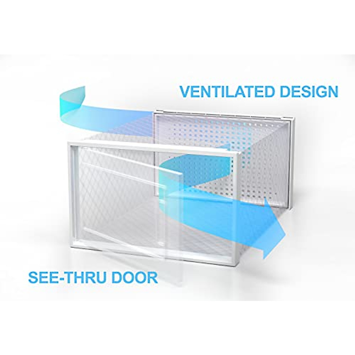 Adhome 6 Pack Shoe Box, Storage Boxes, Clear Plastic Stackable Organizer, Sneaker Display Containers Holds up to Size 13 Breathable Case with Lids, Front Opening Door, Multifunctional., ‎Transparent
