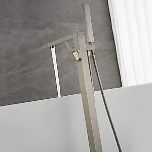 Artiqua Freestanding Bathtub Faucet Tub Filler Brushed Nickel Brass Bathroom Faucets Floor Mounted with Handheld Shower