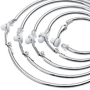 5 Pairs Silver Clip on Earrings Hoop Non Piercing Women Clip Earrings for Women, 5 Sizes