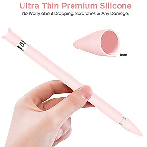 3 Pack Case for Apple Pencil 1st Generation Holder Sleeve Skin Cover Accessories for iPad Pro 9.7/10.5/12.9,Silicone Cute Grip with Charging Cap Holders and 3 Protective Nib Covers-Black,Pink,Purple