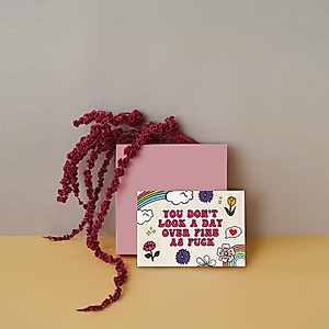 SuperShunhu Funny Birthday Card for Her, Birthday Gift for Girlfriend Wife, Happy Birthday Card for Friend Bestie, You Don’t Look A Day Over Fine AF Card