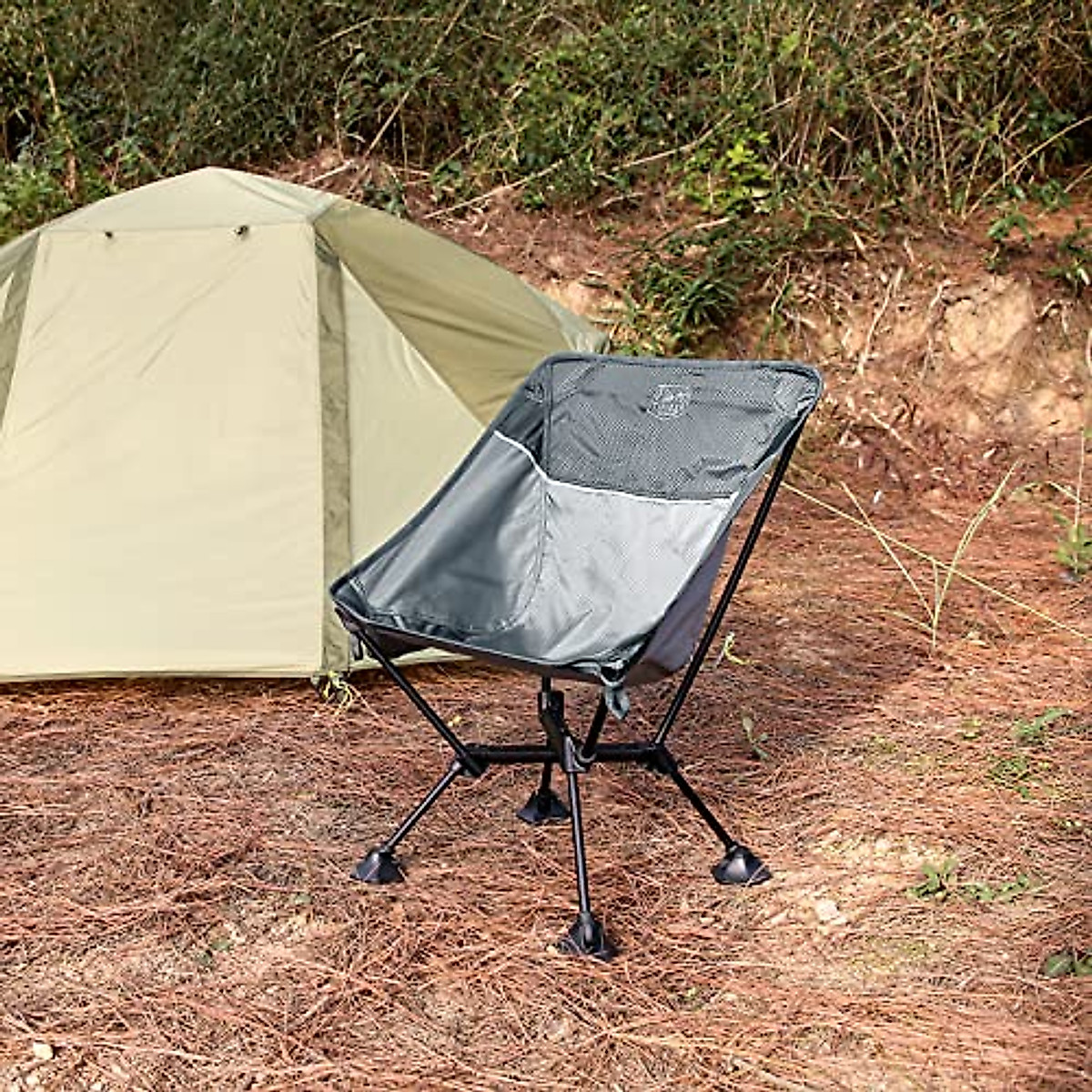 TIMBER RIDGE Camping Chairs 2 Pack, Ultralight Compact Portable Folding Chair with Side Pockets Packable Lightweight for Camping Backpacking Hiking Beach Grey