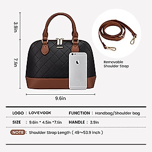 LOVEVOOK Small Purse Crossbody Bags for Women Quilted-Black/Brown
