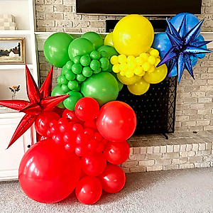 BAUANOOY Red Yellow Blue Green Balloons, 60pcs 12 Inch Latex BaIloons Colourful Confetti BaIloons for Baby Shower Carnival Circus Birthday Party Decorations