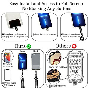 BERITNI Cell Phone Lanyard, Adjustable Length Crossbody Universal Nylon Phone Strap with Patch, Black