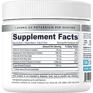 Keto K1000 Electrolyte Powder | Hydration Supplement Drink Mix | Raw Mineral Flavor, No Stevia | 50 Servings | Boost Energy & Beat Leg Cramps | No Maltodextrin or Sugar