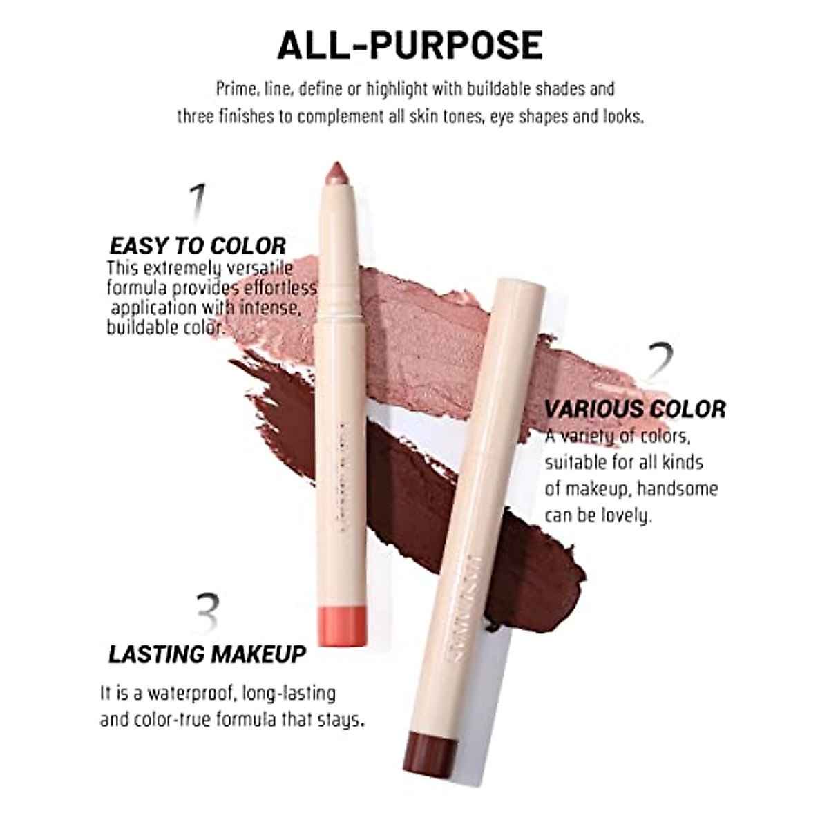 BestLand 12 Pcs Cream Eyeshadow Stick Set Matte Shimmer Rainbow Earth Colors Highly Pigmented Long Lasting Waterproof Eye Shadow stick Eye Liner Makeup with Pencil Sharpener (Set B)