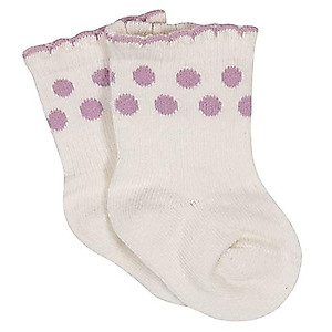 Grow by Gerber Baby Girl's 6-Pack Wiggle Proof Socks Sockshosiery, Pink/Ivory/Grey, 12 Months