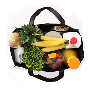 Reusable Grocery Bags (5 Pack, Black) - Hold 40+ lbs - Extra Large & Super Strong, Heavy Duty Shopping Bags – Grocery Tote Bag with Reinforced Handles & Thick Plastic Bottom for Strength