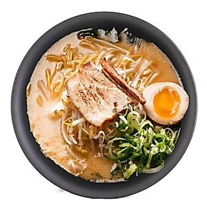 Lucky Star Melamine Round Bowls Set Ramen Vietnam Pho Noodles Soup Bowls, 8-1/16"dia. X 3-1/16” H (Capacity: 48 oz), Black (24)