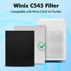 FFAC C545 HEPA Replacement Filter Compatible with Winix C545 Air Purifier, for Winix C545 Replacement Filter, Part# 1712-0096-00 and 2522-0058-00, 2 H13 True HEPA Filter & 8 Activated Carbon Filters