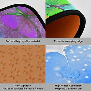 Kitchen Rugs and Mats 2 Pieces Rainbow Butterflies Anti Fatigue Kitchen Rug Set Non Slip Bath Mat Entry Floor Carpet Entrance Door Mat Runner 20"x28"+20"x47" 20"x28"+20"x47"