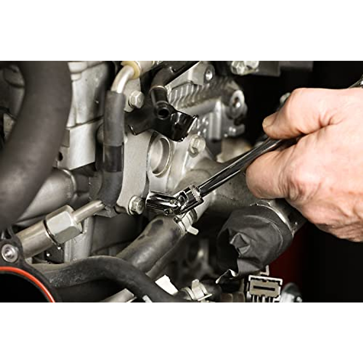 ARES 39009-12-Piece 1/4-Inch Drive Metric Flex Socket Set - 6 Point Sockets Constructed From Premium Heat Treated Chrome Vanadium Steel - Storage Rail Included