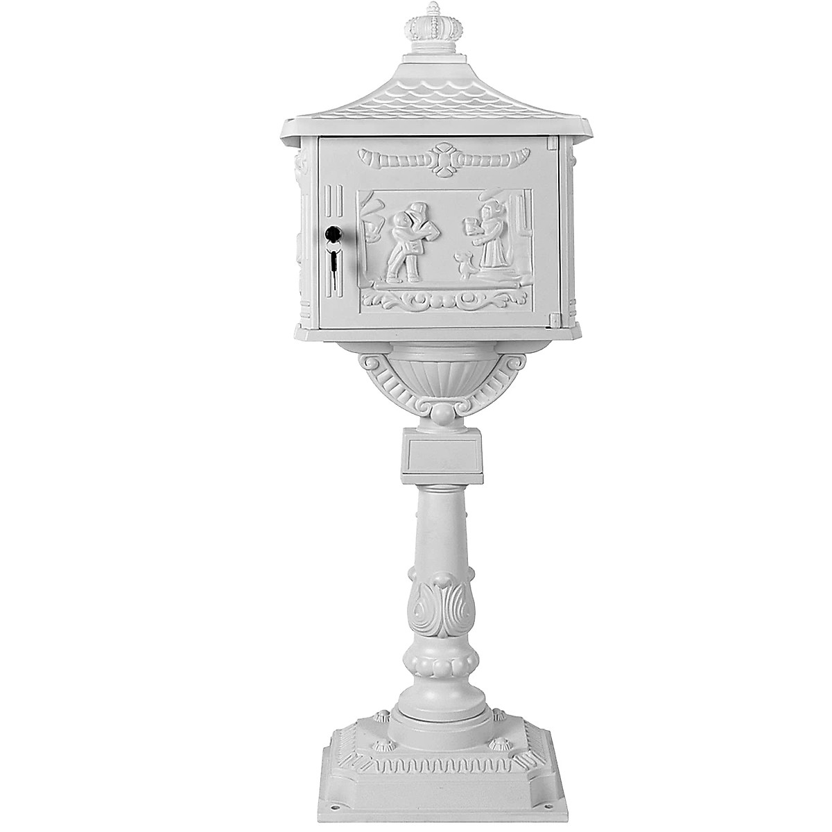 Polar Aurora Mailbox Cast Aluminum White Mail Box Postal Box Security Heavy Duty New
