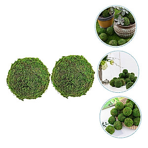 Abaodam Wedding Mossy Balls 2pcs Artificial Home Decor Artificial Green Plant Fake Mossy Balls Floral Mosses Ball Decoration Fake Moss Balls Decorative Moss Balls Grass Ball Wedding Foam