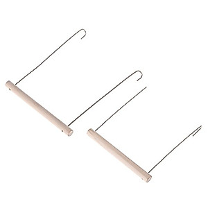 Youngy Natural Wooden Birds Perch Parrots Hanging Swing Cage Pendant Toys Stand Holder - L