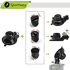 Sportway S503 Suction Cup Dash Cam Mount Holder (5th Gen) with 3pcs 360 Rotating Joints for Rove Nexar Z-Edge Kingslim iiwey NIUTA and Most Other Car Dash Cameras