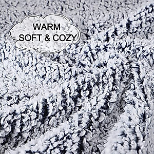 EMME Fuzzy Fleece Throw Blanket 50"x60" Throw Size Ultra Soft Warm Sherpa Blanket Microfiber Cozy Blanket for Couch Sofa Lightweight Fuzzy Thick Reversible Couch Blanket (Navy, 50"x60")