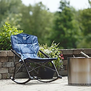 TIMBER RIDGE Folding Rocking Camping Chair, Portable Rocker Chair for Adults with Hard Armrests, Low Outdoor Rocking Chair Foldable for Patio, Garden, Lawn, Supports up to 250 lbs, Blue