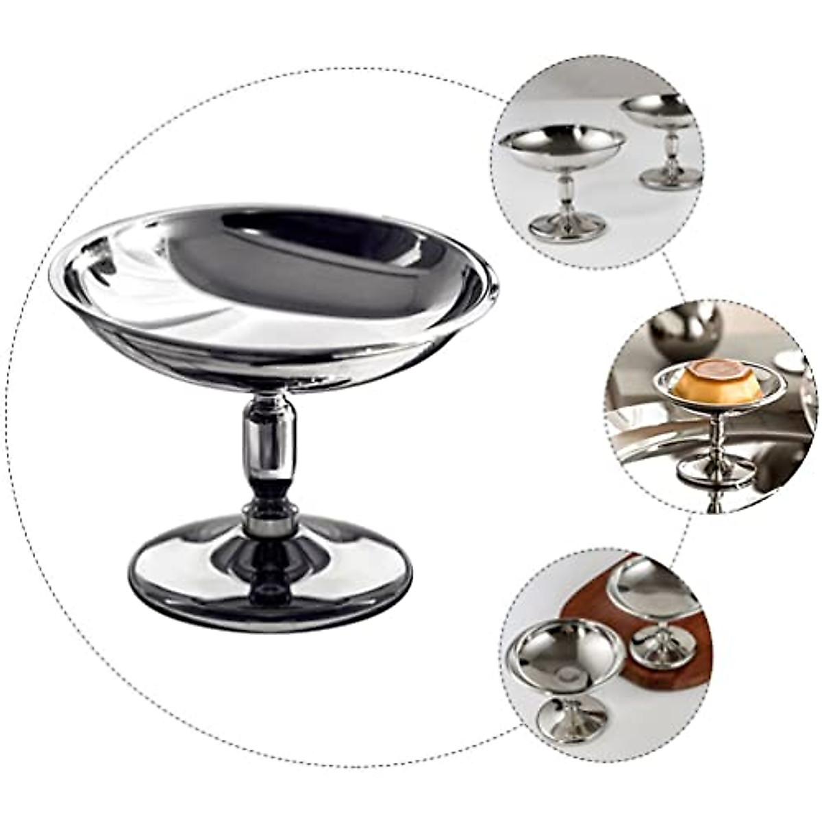 YARNOW Appetizer Plates s Stainless Steel Serving Dessert Bowls Trifle Bowl Footed Yogurt Bowl Sauce Bowls Snack Candy Cups for Salad Fruit Pudding