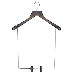 NAHANCO 17” Dark Wood Display Hanger with 16" Drop Bar, Gunmetal Clips - 12/Carton