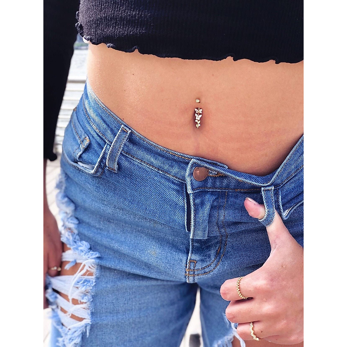 14kt Solid Gold | Belly Ring | belly button rings | body jewelry | Gift for Her | dangle belly ring | Butterfly Belly RingEveryday Jewelry