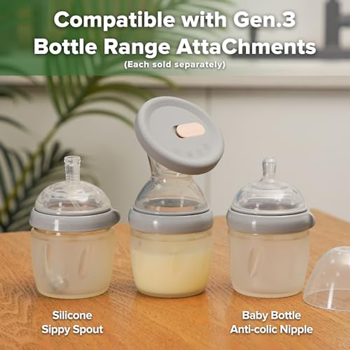 haakaa Gen.3 Manual Breast Pump with Silicone Lid Multifuctional Silicone Breast Pump Breast Milk Collector Breast Milk Catcher Breast Milk Saver Breastfeeding Essentials, BPA Free (5.4oz/160ml, Grey)