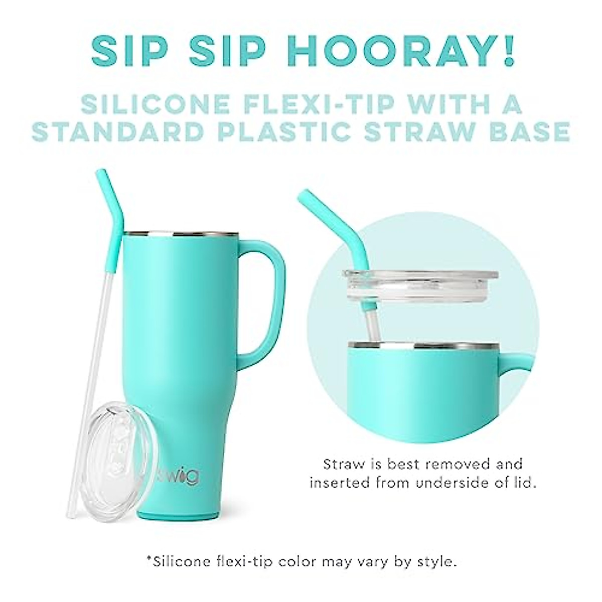 Swig Life 40oz Mega Mug | 40 oz Tumbler with Handle and Straw, Cup Holder Friendly, Dishwasher Safe, Extra Large Insulated Tumbler, Stainless Steel Travel Mugs for Hot and Cold Drinks (Oh Happy Day)