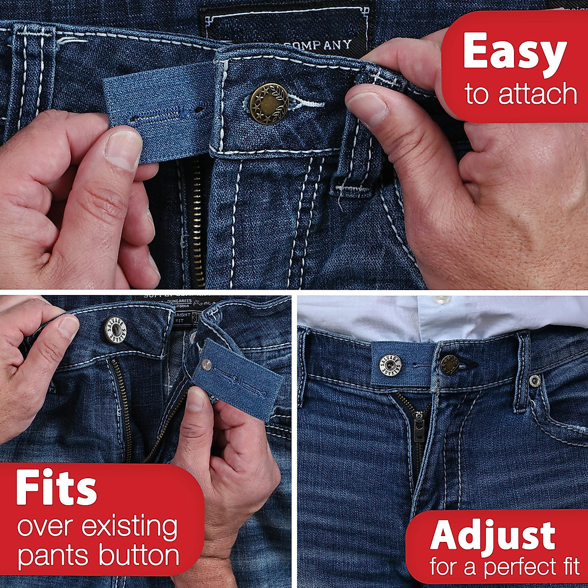 Button Extender for Pants Waist Extenders for Pants for Men and Women (6-Piece Multiple Styles) Adjustable Jeans Button Extender – Black Metal Hook Pants Khaki Waistband Expander by Wardrobe Hackers