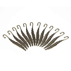 12Pcs Vintage Metal Feather Bookmarks, Mermaid Hooks Shaped Bookmark