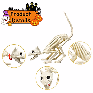 LUKBERA Halloween Animal Skeleton Decorations, Dog Animal Bones Skeletons with Posable Joints for Haunted Houses, Graveyard Scenes, Halloween Party Décor