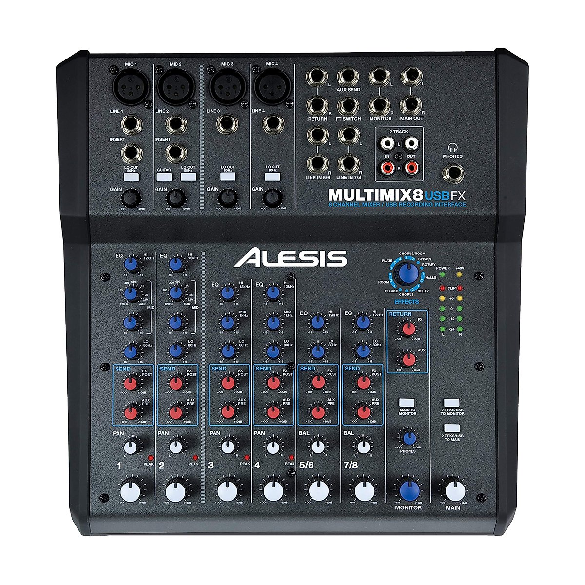 Alesis MultiMix 8 USB FX – 8 Channel Compact Studio Mixer with Built In Effects & USB Audio Interface for Live Sound and Home Studio Recording