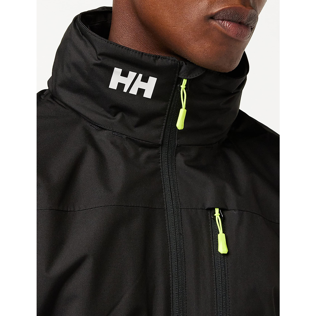 Helly Hansen Men's Crew Hooded Midlayer Fleece Lined Waterproof Raincoat Jacket, 990 Black, Large