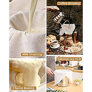 Grade 100 Hemmed Cheesecloth, 10 Pieces 100% Unbleached Cotton 20 x 20 Inches Cheese Cloths, Perfect for Straining, Filtering, Canning, Crafting, Covering and Polishing