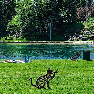 SS SUNSBELL Garden Decor, Cat Planter Acrylic Stakes Lawn Art Cat Silhouette Themed Gifts for Women Outdoor Home Decor Cutouts Black Cat Figurine for Cat Lovers Outdoor Lovers