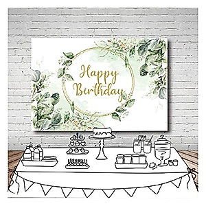 Greenery Succulent and Eucalyptus Leaves Photography Backdrop Bloom Eucalyptus Leaves Photo Background for Happy Birthday Party Decoration Supplies 7x5ft