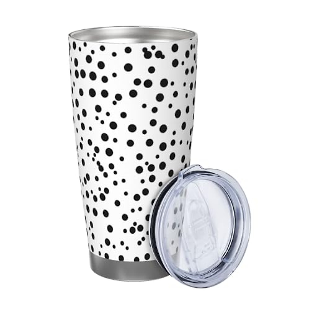 WXZYFP Car cup (single silver rim), can use a straw or drink directly, easy to use.Black And White Polka Dot